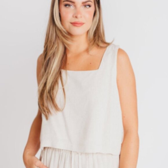 Allie Rose | Tops | Nwt Allie Rose Linen Crop Tank Shirt Large | Poshmark